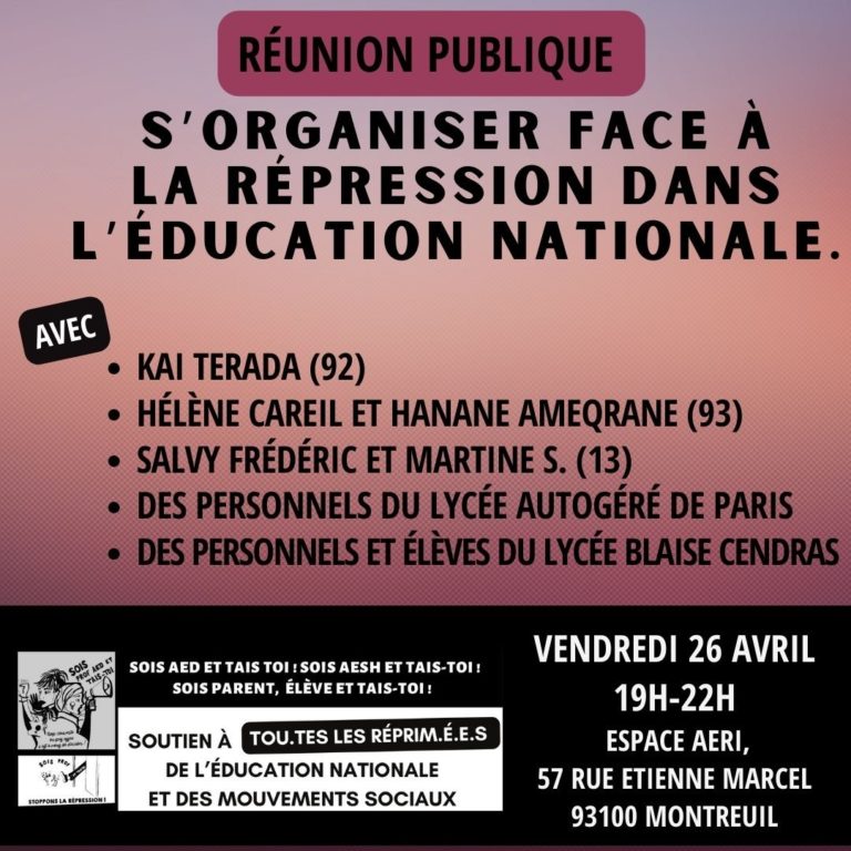 Collectif « Sois Prof Et Tais Toi » réunion publique contre la ...